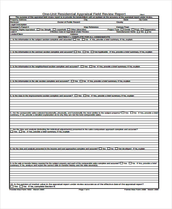 FREE 7+ Sample Residential Appraisal Forms in PDF