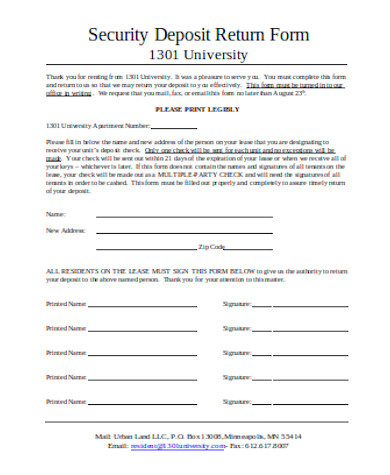 FREE 10+ Security Deposit Return Forms in PDF | MS Word