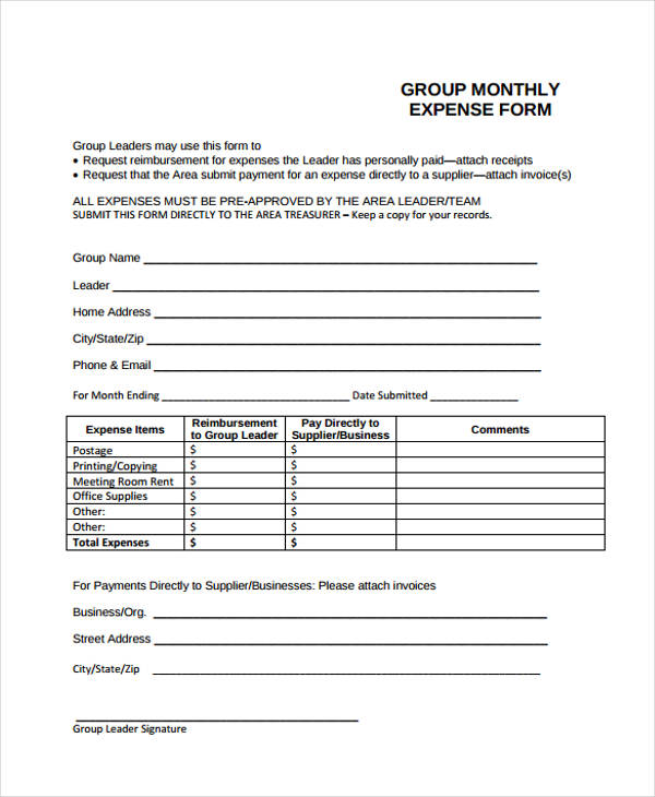 FREE 11+ Monthly Expense Forms in PDF | MS Word