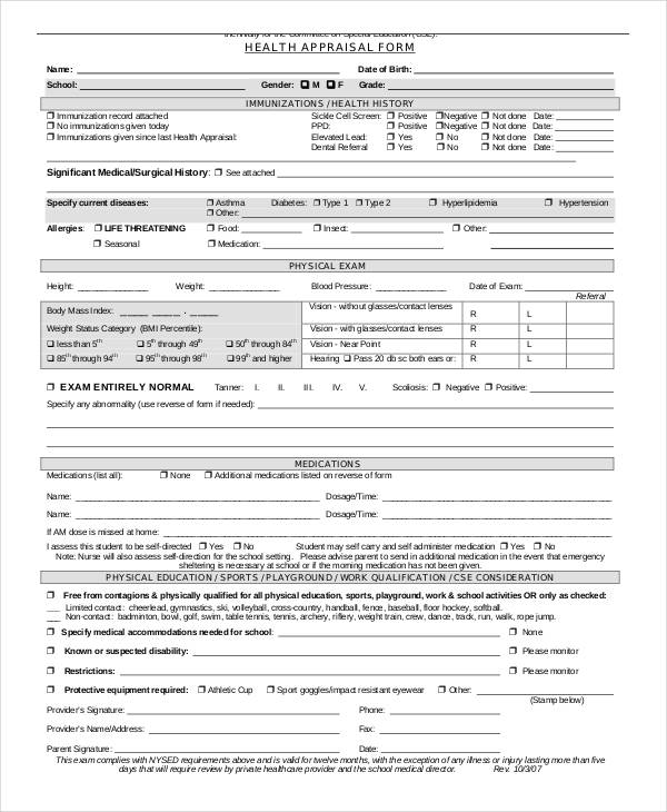 FREE 8+ Medical Appraisal Forms in PDF | MS Word