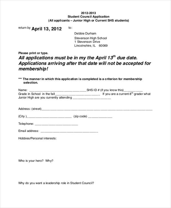 FREE 44+ Student Application Form Samples, PDF, MS Word, Google Docs, Excel