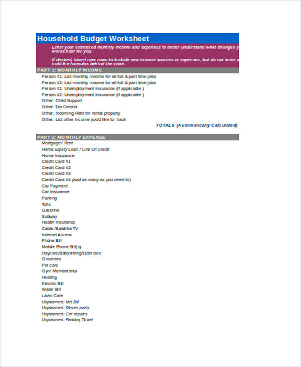 FREE 10+ Home Budget Forms in PDF | Excel | MS Word