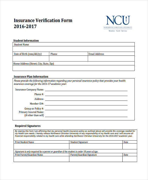 FREE 23+ Insurance Verification Forms in PDF | MS Word