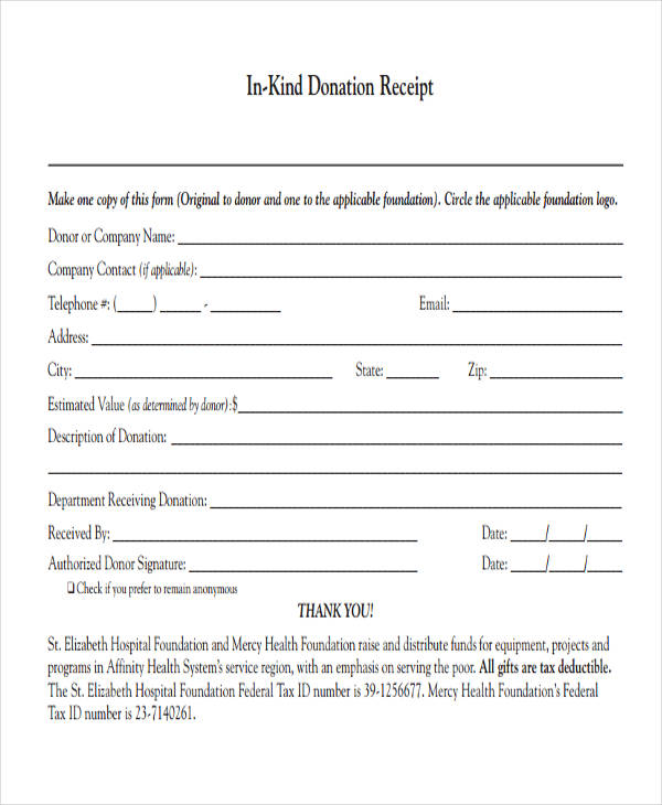 FREE 12 Donation Receipt Forms In PDF MS Word Excel