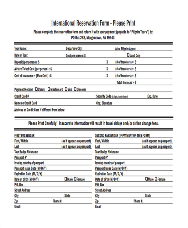 FREE 15+ Restaurant Reservation Form Samples, PDF, MS Word, Google Docs