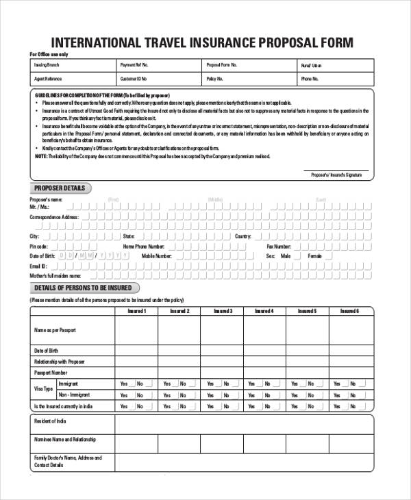 FREE 42+ Insurance Proposal Form Formats in PDF | MS Word | Excel