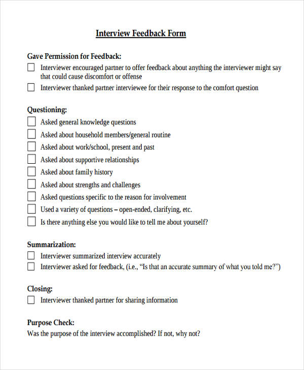 FREE 11+ Forms for Quality Feedback in PDF | Ms Word