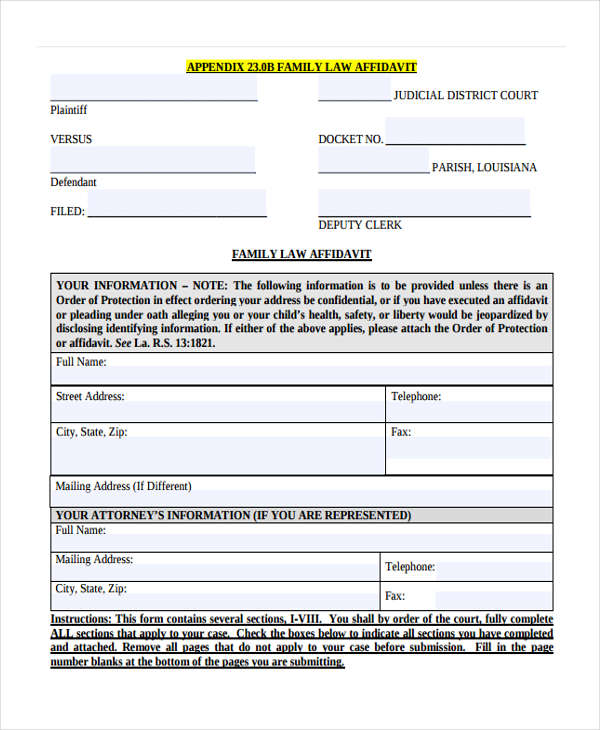 FREE 9+ Legal Affidavit Forms in PDF | MS Word