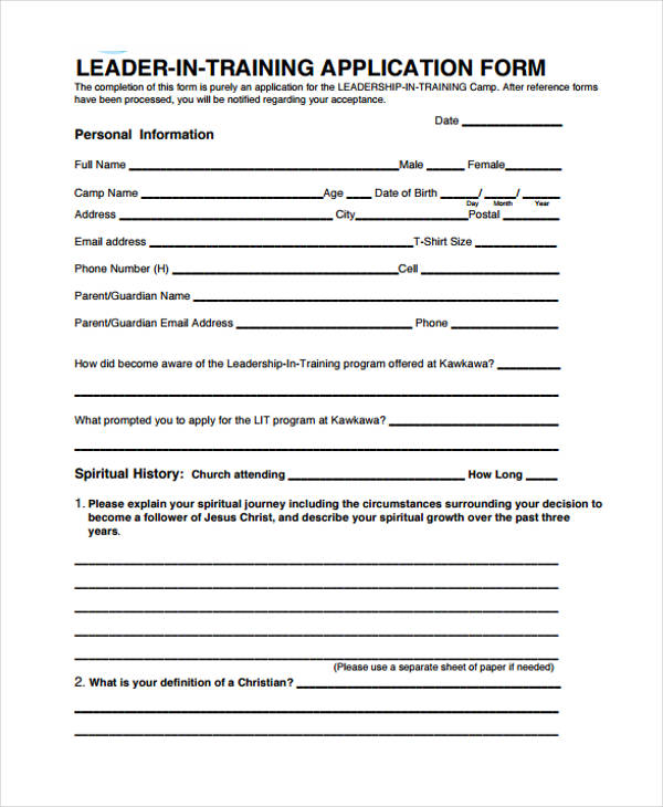 FREE 9+ Leadership Application Forms in PDF | MS Word