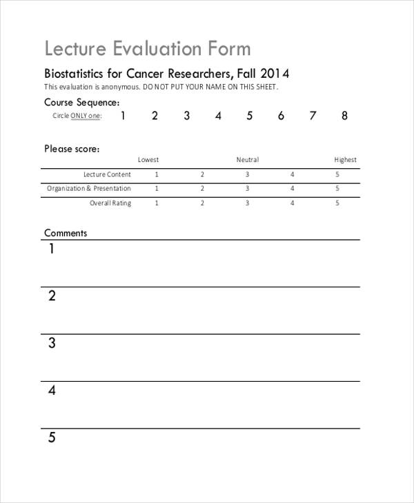 FREE 13+ Form for Lecture Feedback Samples, PDF, MS Word, Google Docs
