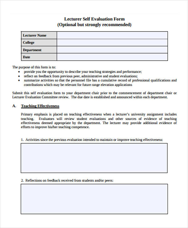 FREE 7+ Lecture Evaluation Forms in PDF | MS Word