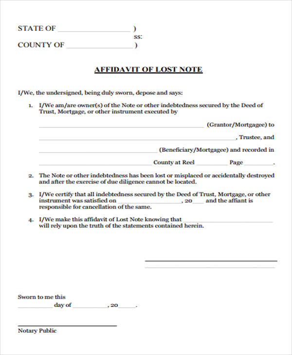 FREE 12+ Lost Affidavit Form Samples, PDF, MS Word, Google Docs