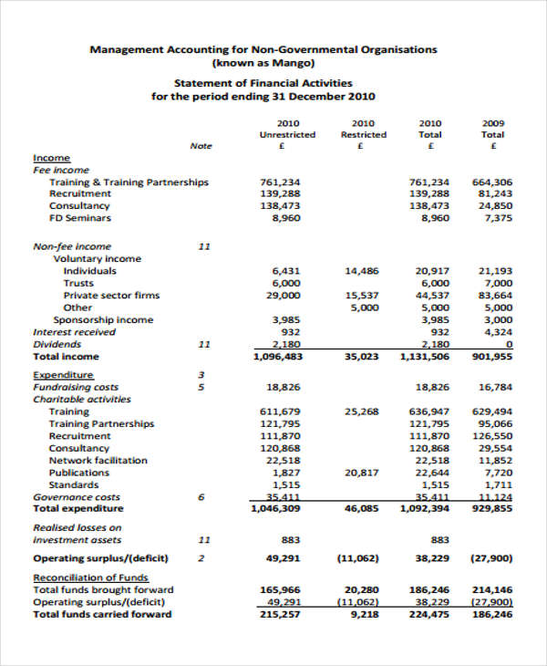 FREE 8 Account Report Forms In PDF MS Word Excel