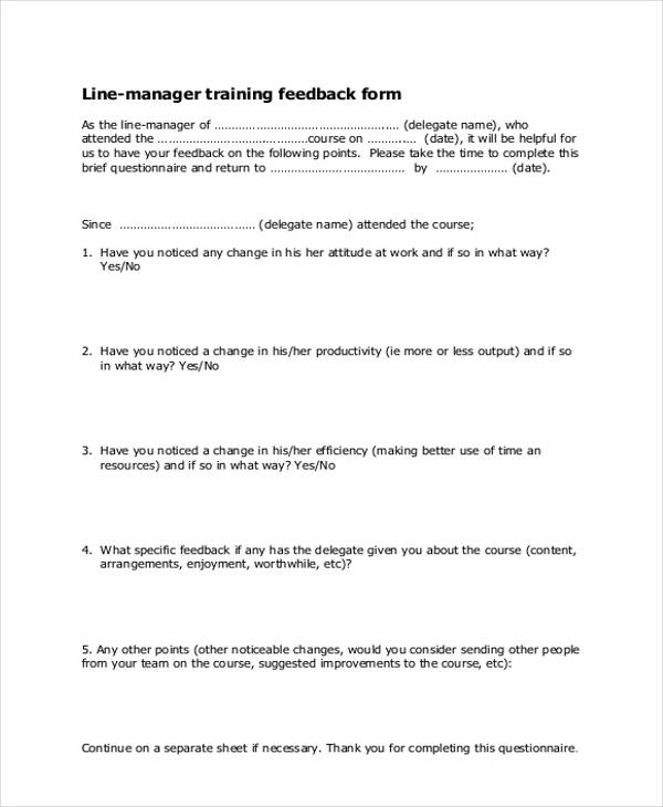 FREE 7 Sample Manager Feedback Forms In MS Word PDF