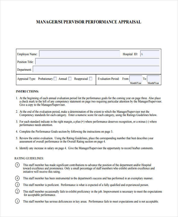 FREE 25+ Performance Appraisal Form Samples, PDF, MS Word, Google Docs