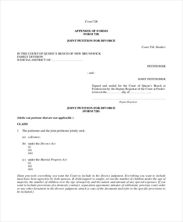 FREE 9+ Divorce Application Form Samples, PDF, MS Word, Google Docs