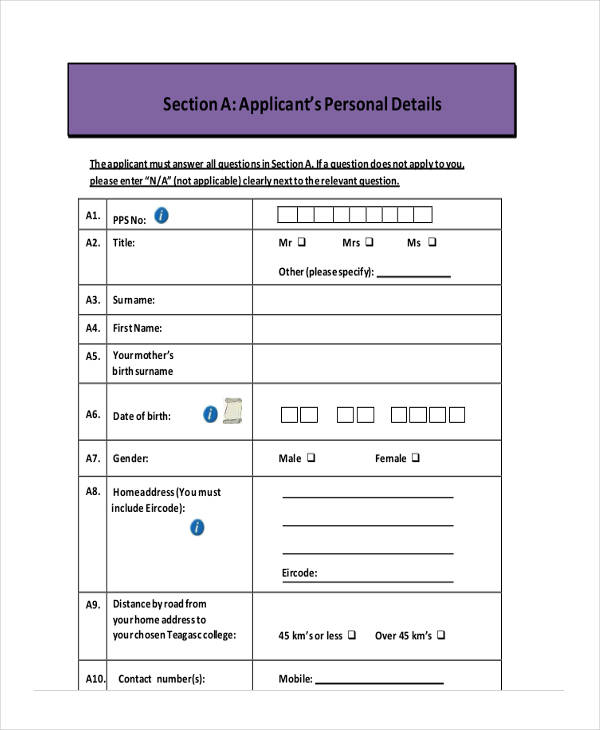 FREE 44+ Student Application Form Samples, PDF, MS Word, Google Docs, Excel