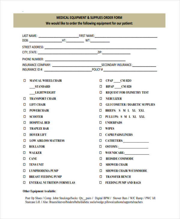FREE 11+ Sample Medical Order Forms in PDF | Excel