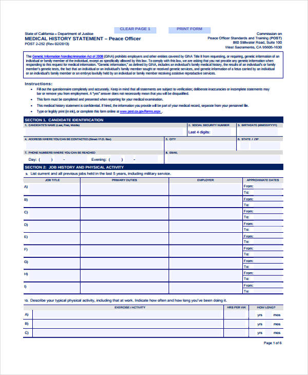 FREE 12+ Sample Medical Statement Forms in PDF | MS Word