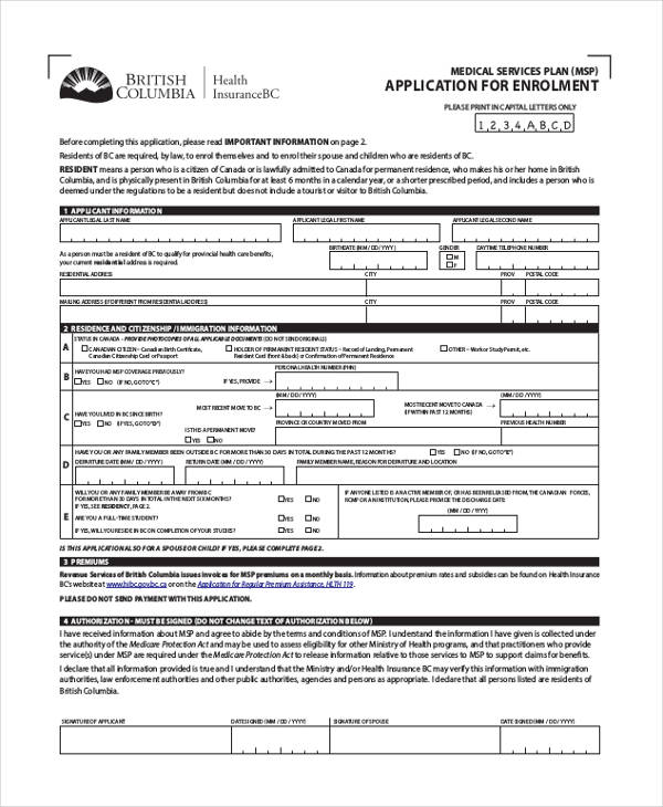 FREE 35+ Medical Application Form Samples, PDF, MS Word, Google Docs