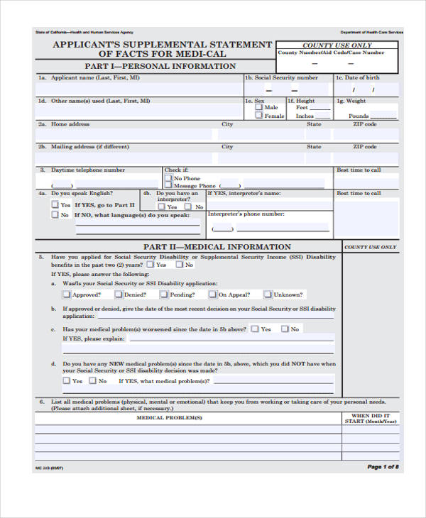 FREE 12+ Sample Medical Statement Forms in PDF | MS Word