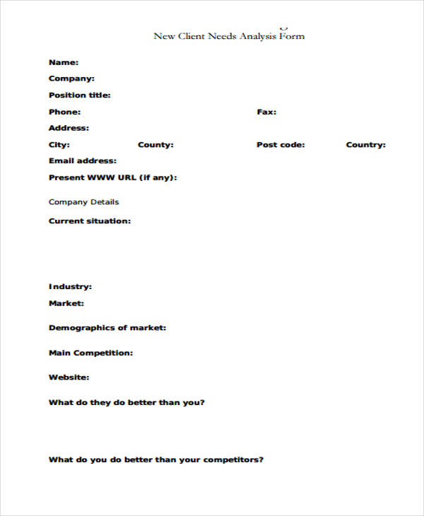 FREE 35+ Needs Assessment Form Samples, PDF, MS Word, Google Docs, Excel