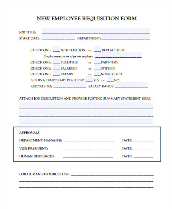 FREE 9+ Employment Requisition Forms in PDF | Excel | MS Word
