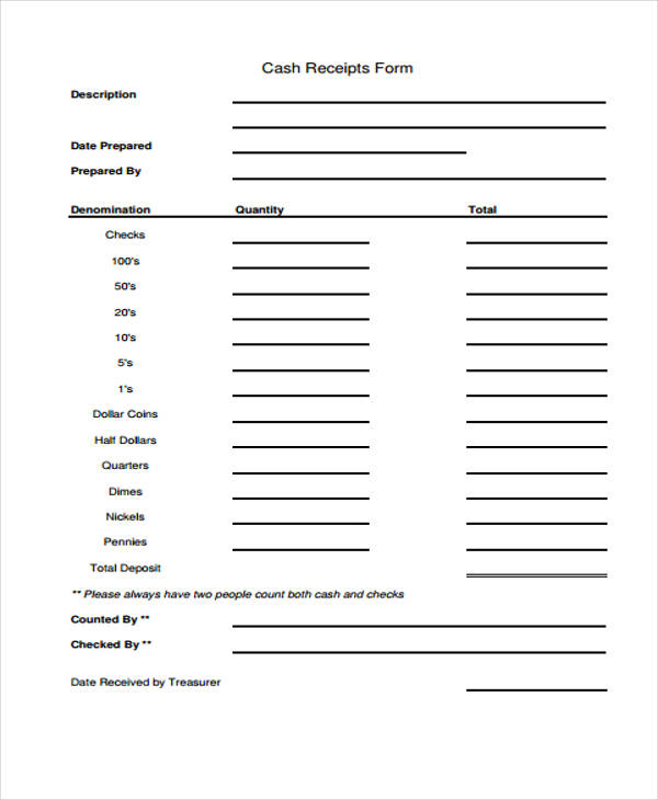 FREE 16+ Cash Receipt Form Samples, PDF, MS Word, Google Docs, Excel