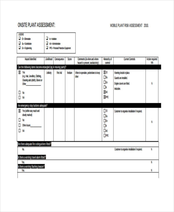 FREE 9+ Plant Risk Assessment Forms in PDF | MS Word