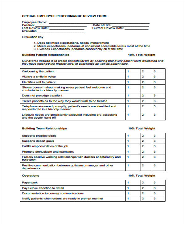 FREE 24+ Employee Review Form Samples, PDF, MS Word, Google Docs