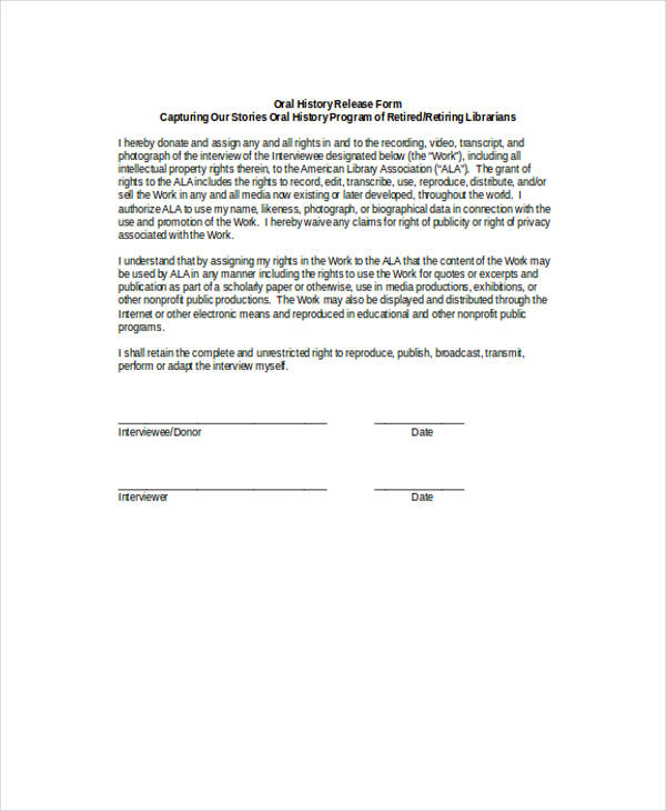 FREE 13+ Interview Release Forms in PDF | MS Word