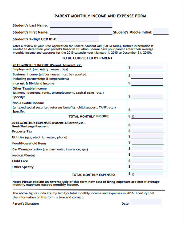 FREE 11+ Monthly Expense Forms in PDF | MS Word