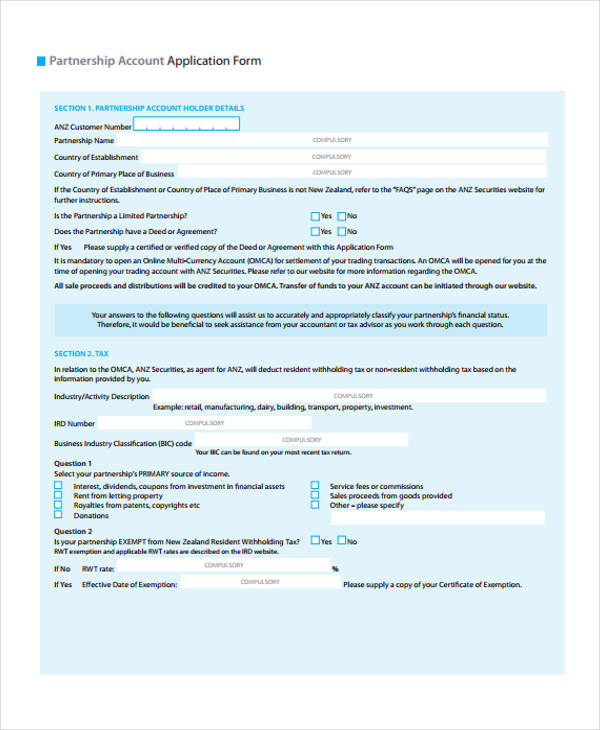 FREE 13+ Sample Partnership Application Forms in PDF | MS Word