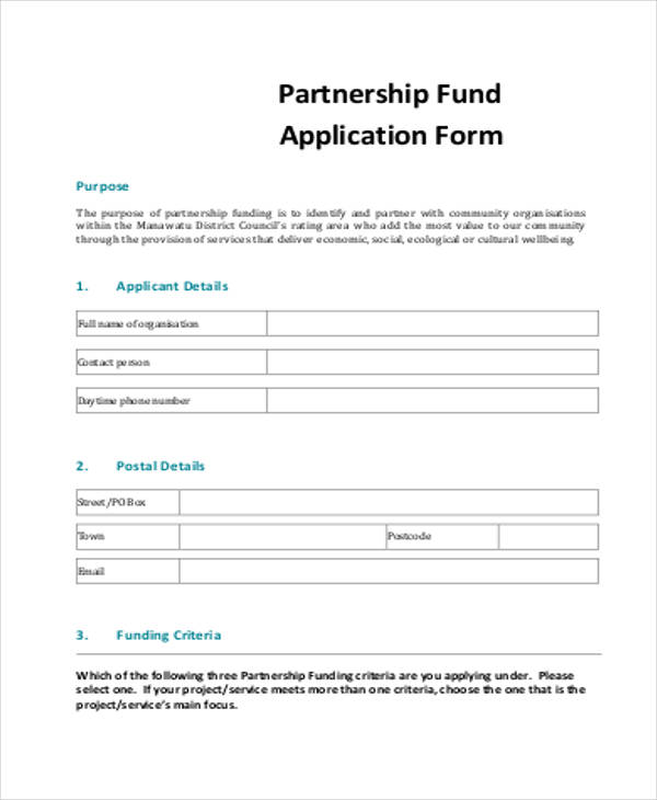 FREE 13+ Sample Partnership Application Forms in PDF | MS Word