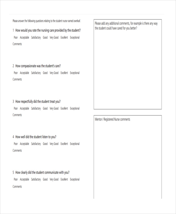 FREE 13+ Nursing Feedback Form Samples, PDF, MS Word, Google Docs