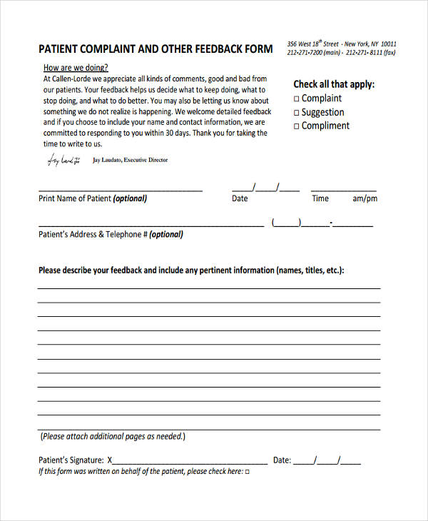 FREE 11+ Patient Feedback Form Samples, PDF, MS Word, Google Docs