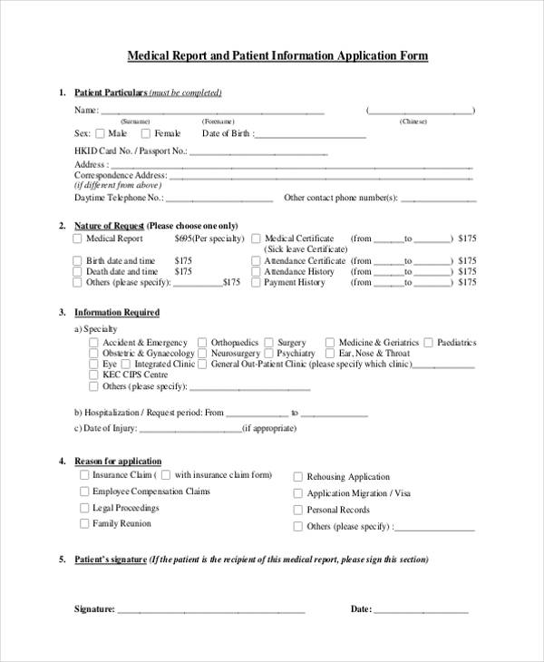 FREE 32+ Medical Application Forms in PDF