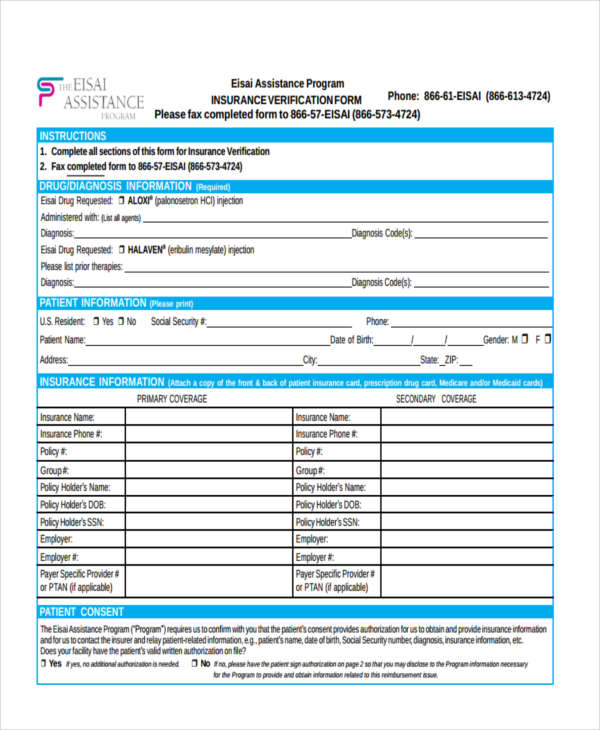 FREE 23+ Insurance Verification Forms in PDF | MS Word