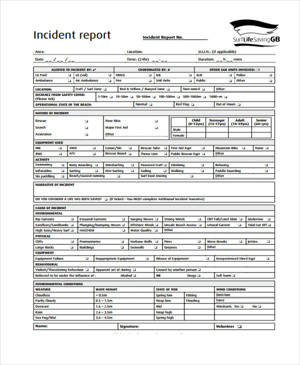 FREE 41+ Sample Incident Report Forms in PDF | Pages | Excel | MS Word