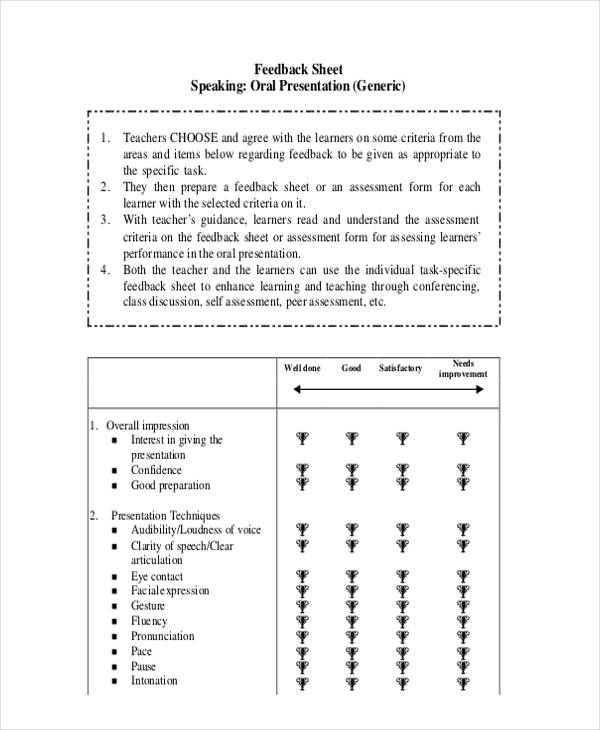 FREE 22+ Presentation Feedback Forms in PDF | Excel | MS Word