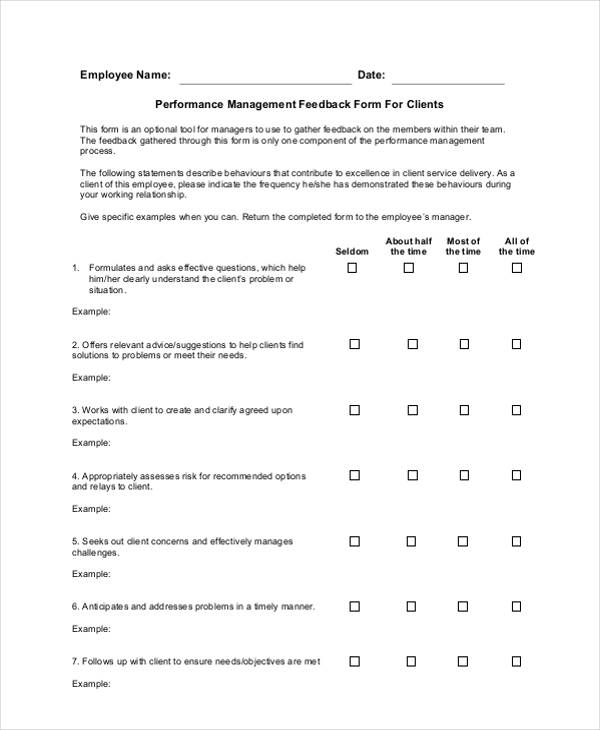 FREE 7 Sample Manager Feedback Forms In MS Word PDF