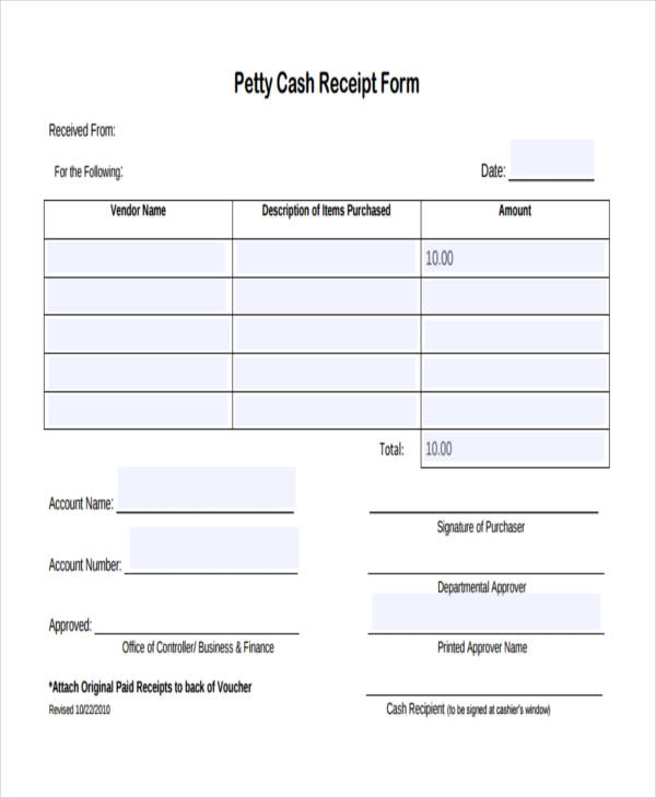 FREE 16+ Cash Receipt Form Samples, PDF, MS Word, Google Docs, Excel