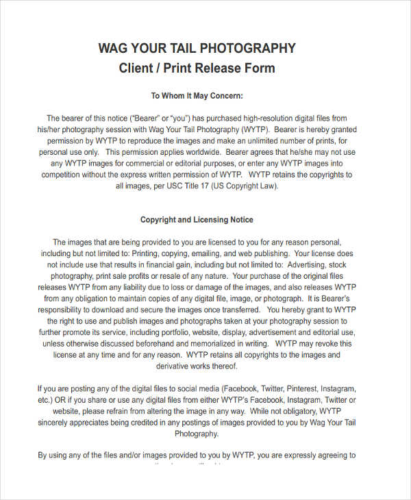 FREE 25+ Print Release Form Samples, PDF, MS Word, Google Docs