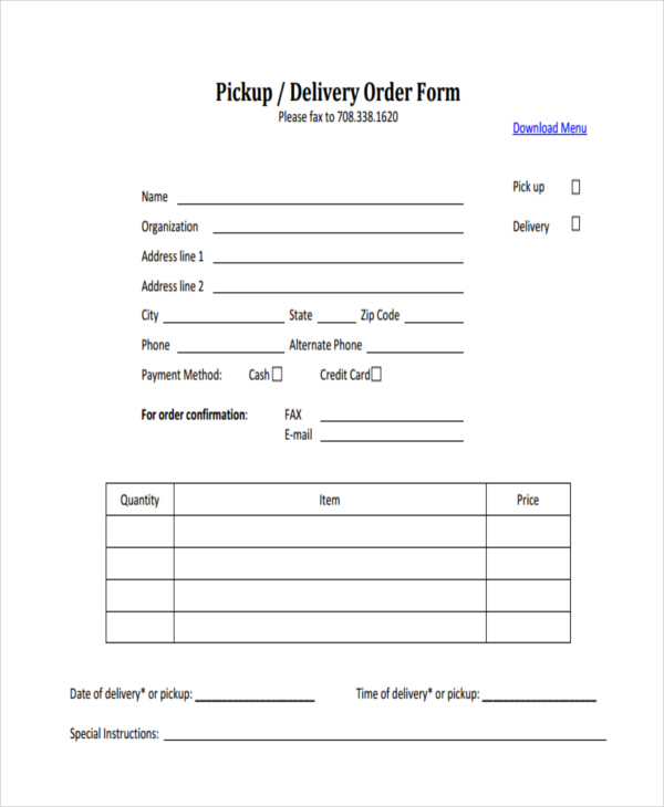 FREE 13+ Delivery Order Form Samples, PDF, MS Word, Google Docs
