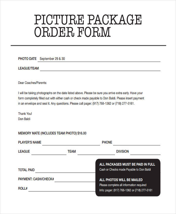 FREE 9+ Package Order Forms in PDF | MS Word