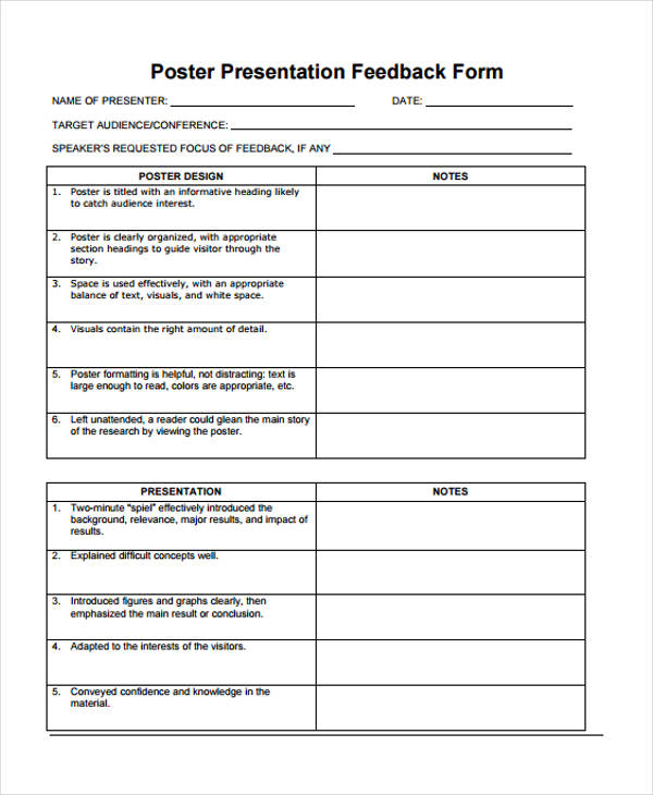 FREE 20 Presentation Feedback Forms In PDF Excel MS Word
