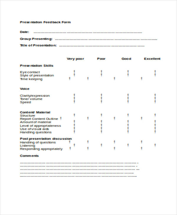 FREE 20 Presentation Feedback Forms In PDF Excel MS Word