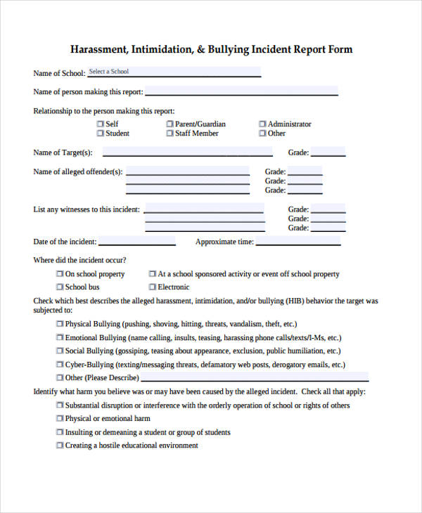 Sample School Incident Report Form BBESSAY