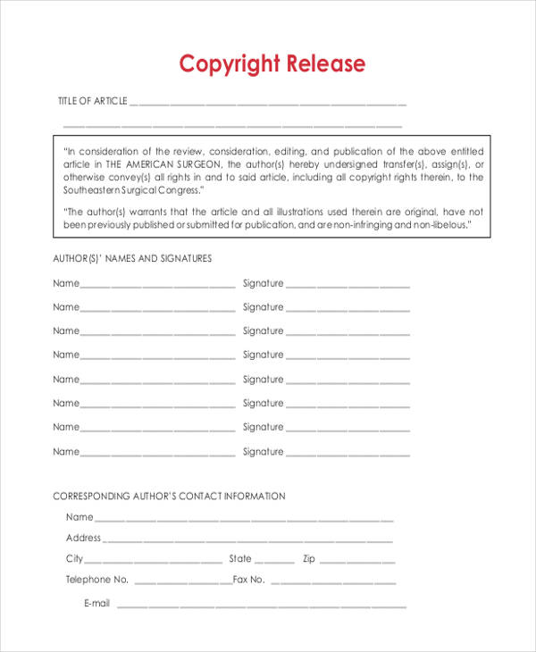 FREE 22+ Print Release Forms in PDF | MS Word
