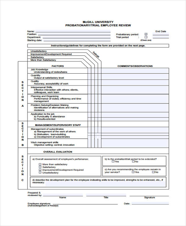 FREE 24+ Employee Review Form Samples, PDF, MS Word, Google Docs